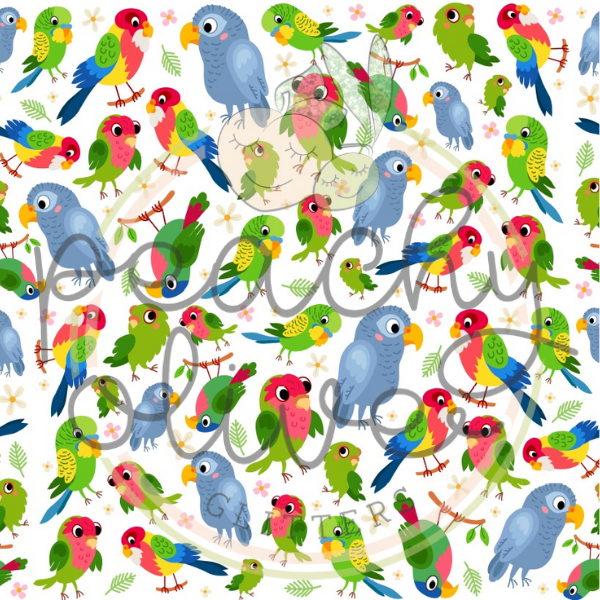 Cute Tropical Birds Vinyl – Peachy Olive Glitters