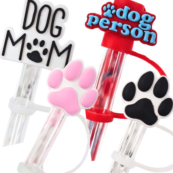 Dog Straw Toppers – Peachy Olive Glitters