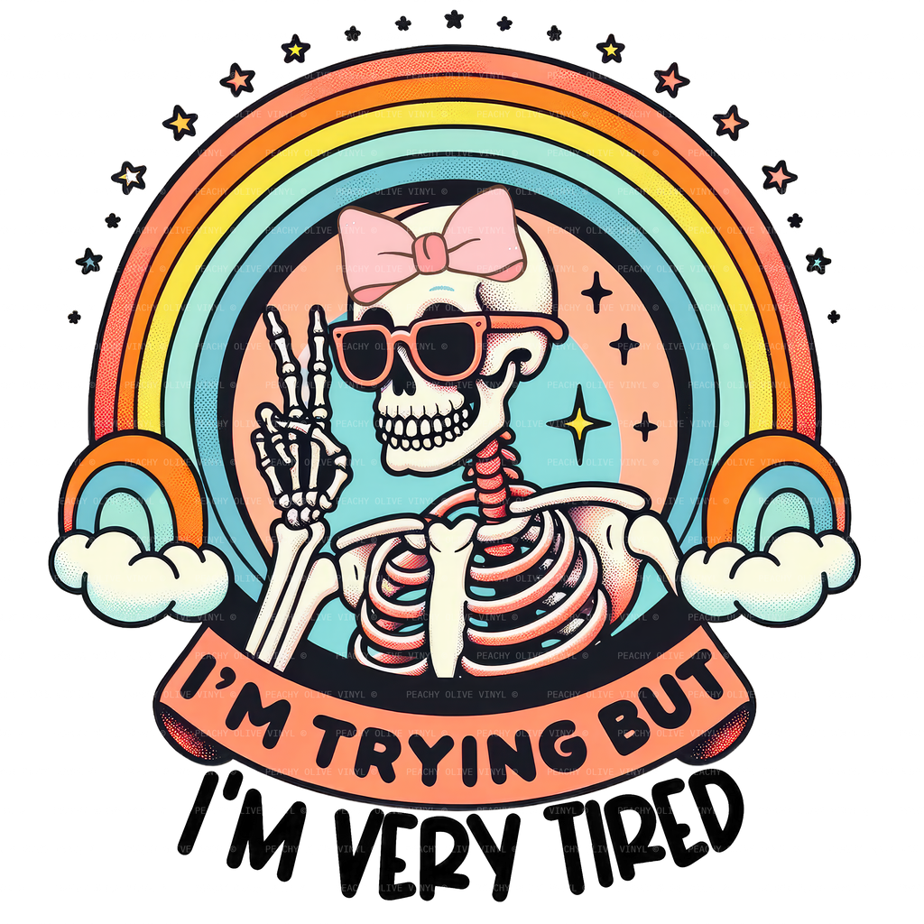 Really Tired Decal – Peachy Olive Glitters