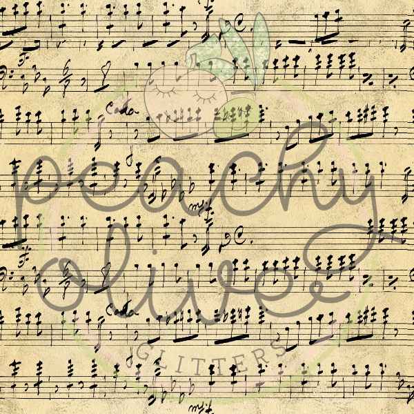 985 - Vintage Music Sheet Vinyl – Peachy Olive Glitters