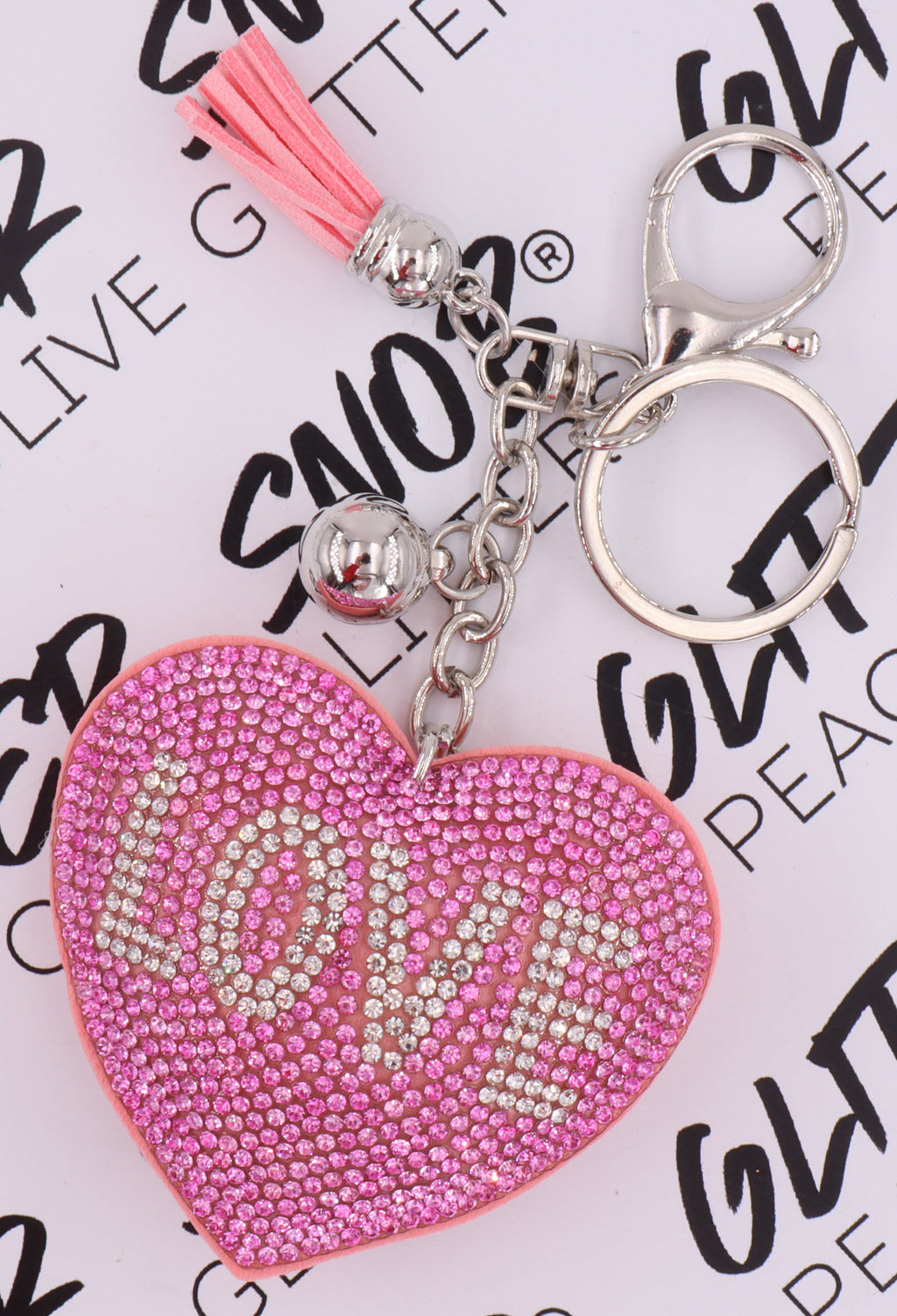 Pink Love Heart Keychain – Peachy Olive Glitters